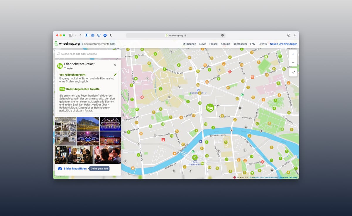 An open map for wheelchair-accessible places.